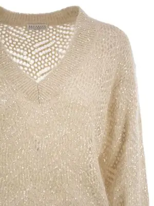 Brunello Cucinelli Openwork Mohair Sweater With Sequins
