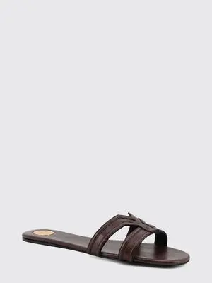 Saint Laurent Mabrouka Vegetable-tanned Leather Slippers - Brown