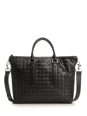 Bottega Veneta Soft Leather Business Bag - Black