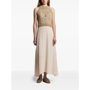 Peserico Crochet Detail Sleeveless Maxi Dress