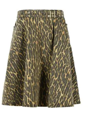 GANNI Leopard Skirt In Cotton