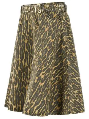 GANNI Leopard Skirt In Cotton