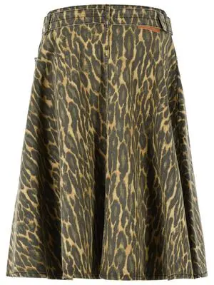GANNI Leopard Skirt In Cotton