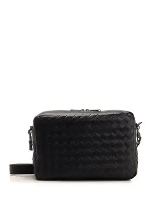 Bottega Veneta Shoulder Bag With Woven Pattern - Black
