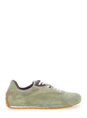 Bottega Veneta Orbit' Khaki Sneakers With Logo Lettering On The Back In Suede For - Green