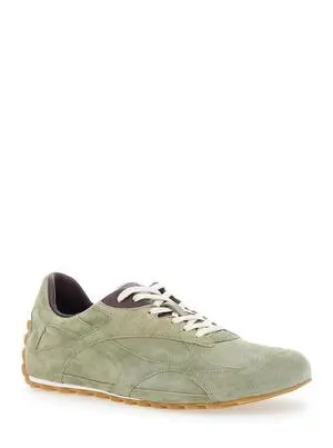 Bottega Veneta Orbit' Khaki Sneakers With Logo Lettering On The Back In Suede For - Green