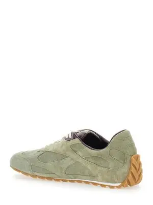 Bottega Veneta Orbit' Khaki Sneakers With Logo Lettering On The Back In Suede For - Green