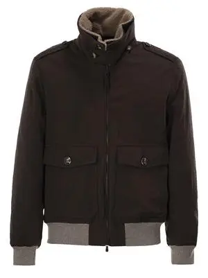 Brunello Cucinelli Padded Bomber Jacket With Shearling Collar And Tailored Details