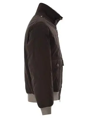 Brunello Cucinelli Padded Bomber Jacket With Shearling Collar And Tailored Details