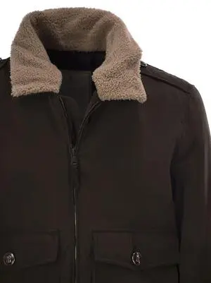 Brunello Cucinelli Padded Bomber Jacket With Shearling Collar And Tailored Details