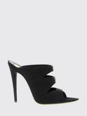 Saint Laurent Emilie Crêpe Satin Heeled Sandals - Black