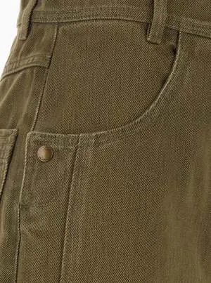 Max Mara Alaro' Green Jeans With Patch Pockets On The Back And Wide Leg In Denim For - Multicolor