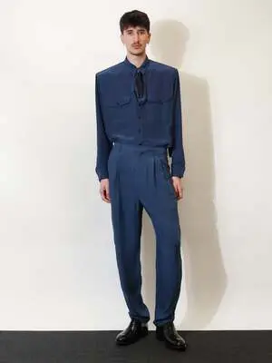 Saint Laurent Silk Trousers With Belt