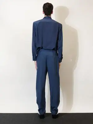 Saint Laurent Silk Trousers With Belt - Multicolor