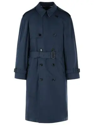 Burberry Highbury' Navy Polyester Blend Trench Coat - Blue