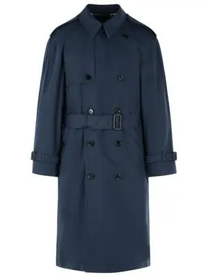 Burberry Highbury' Navy Polyester Blend Trench Coat - Blue