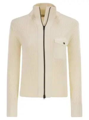 Herno Wool Ribbed Cardigan - White