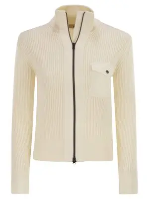 Herno Wool Ribbed Cardigan - White