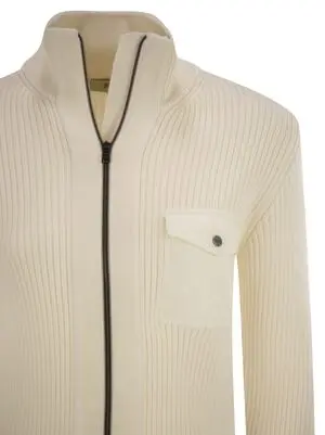 Herno Wool Ribbed Cardigan - White