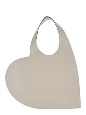 Coperni Shoulder Bag 'heart' With Logo Print In Beige Leather For - Multicolor