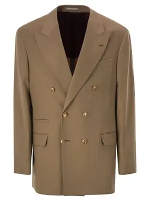 Brunello Cucinelli Brunello Cucinelli Men Double-Breasted Pure Camel Hair Blazer With Gold-Tone Buttons Brown