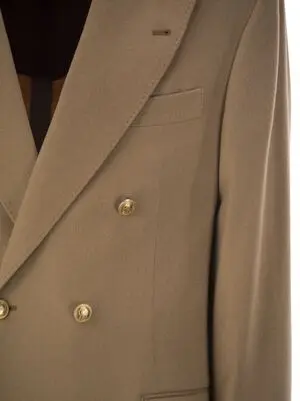 Brunello Cucinelli Double-breasted Pure Camel Hair Blazer With Gold-tone Buttons - Brown
