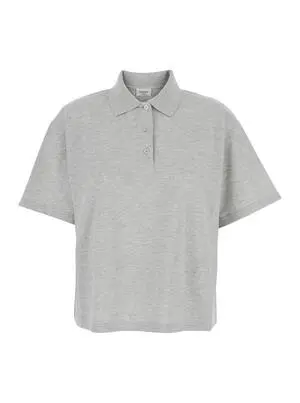 Saint Laurent Grey Short Sleeve Polo In Cotton - Gray