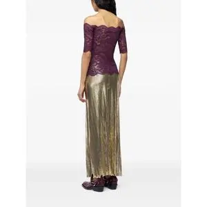 Rabanne Off-the-shoulder Floral Lace Blouse - Purple