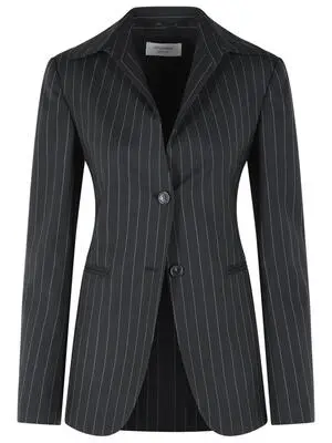 Sportmax Rive' Tight Blazer In Virgin Wool Blend - Black