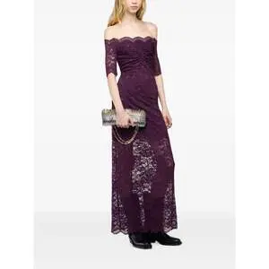 Rabanne Floral Lace Evening Dress - Purple