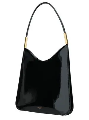 Saint Laurent Sadie' Black Hobo Bag With Signature In Patent Leather - Multicolor