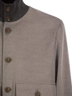 Brunello Cucinelli Virgin Wool Bomber Jacket With Cashmere Knit Details