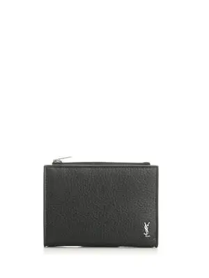 Saint Laurent Tiny Cassandre Bi-fold Wallet - Black