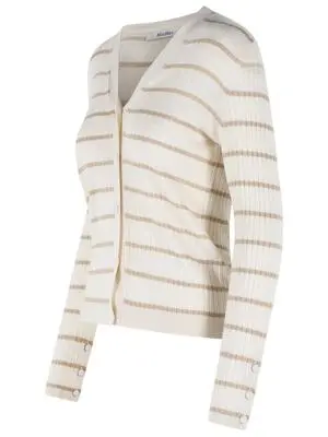 Max Mara Pedale' Ivory Cashmere And Silk Cardigan - Cream