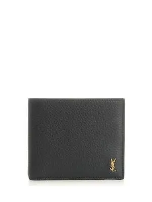 Saint Laurent Saint Laurent Men Leather Bifold Wallet Blue