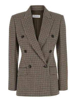 Max Mara Eccelso Double-breasted Wool Blend Houndstooth Jacket - Multicolor