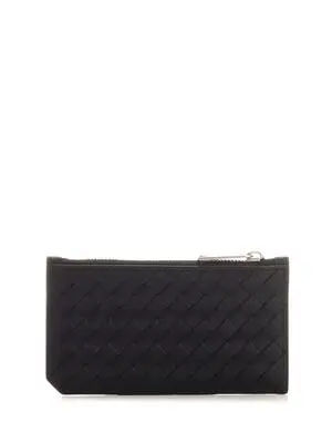 Bottega Veneta Intrecciato Small Calfskin Card Holder - Black