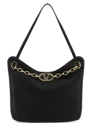 Valentino Garavani Leather Vlogo Moon Shopping Bag - Black