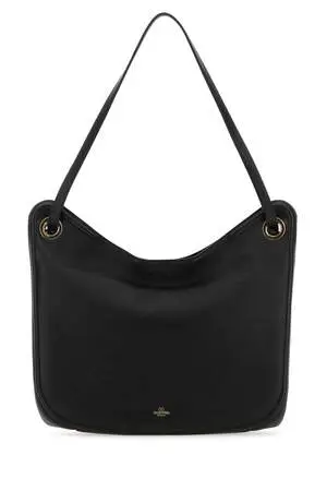 Valentino Garavani Leather Vlogo Moon Shopping Bag - Black