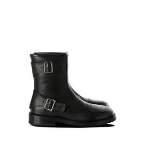ANN DEMEULEMEESTER Leather Buckled Zip Boots - Black