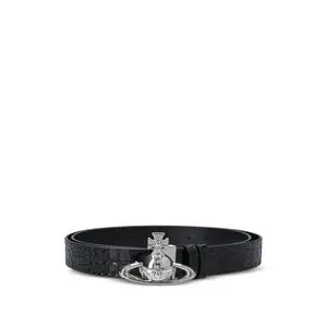 VIVIENNE WESTWOOD Croc-effect Leather Belt - Black