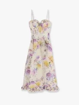 Zimmermann Luna Silk And Linen Blend Midi Dress - Cream