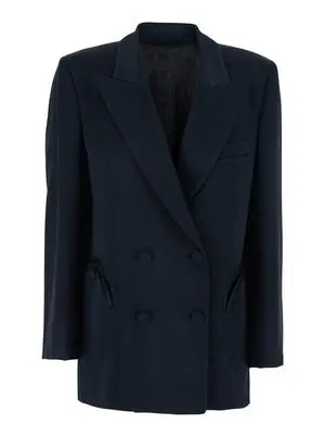 BLAZÉ MILANO Zenith' Blue Double-breasted Jacket With Peak Revers In Viscose Blend For - Multicolor