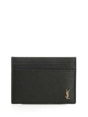 Saint Laurent Tiny Cassandre Card Holder - Black