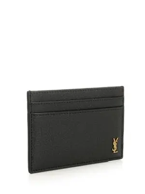 Saint Laurent Tiny Cassandre Card Holder - Black