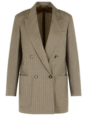 Max Mara Oversize Pinstriped Wool Blazer - Cream