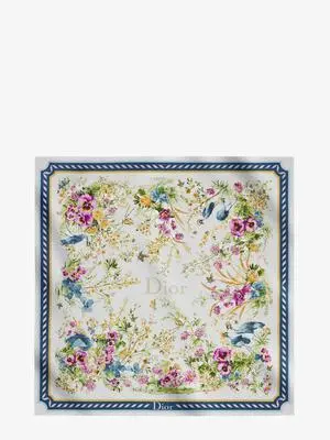 Dior Dior Women Toile De Jouy Floral Garden Dioriviera 90 Silk Foulard Cream