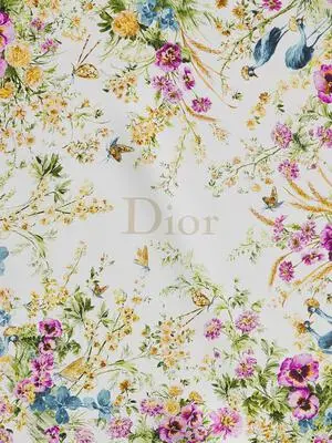 Dior Toile De Jouy Floral Garden Dioriviera 90 Silk Foulard - Cream