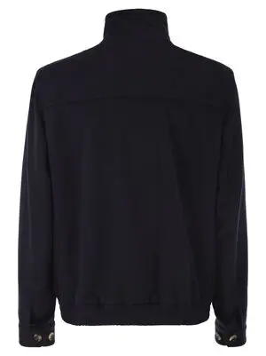 Brunello Cucinelli Virgin Wool Bomber Jacket With Stand Collar - Blue