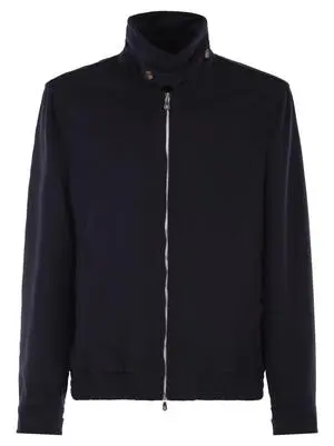 Brunello Cucinelli Virgin Wool Stand Collar Bomber Jacket - Blue